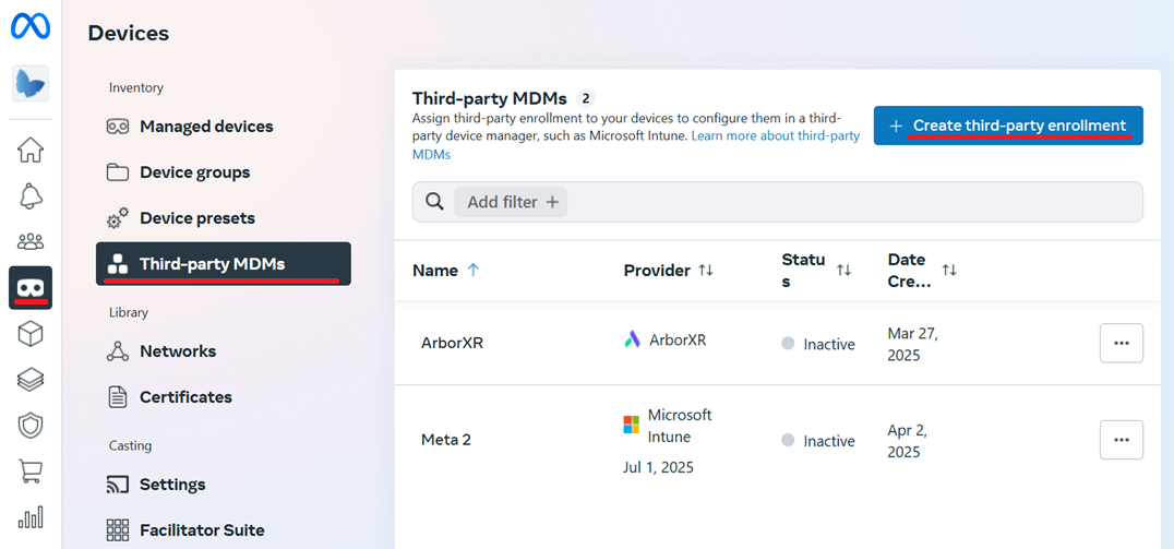 Intune - Meta Device Enrollment – realworld one Support Portal